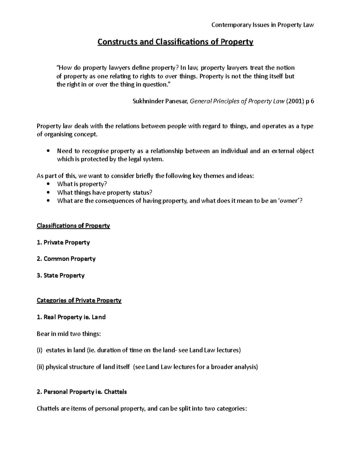 Constructs and Classifications of Property topic guide - Constructs and ...