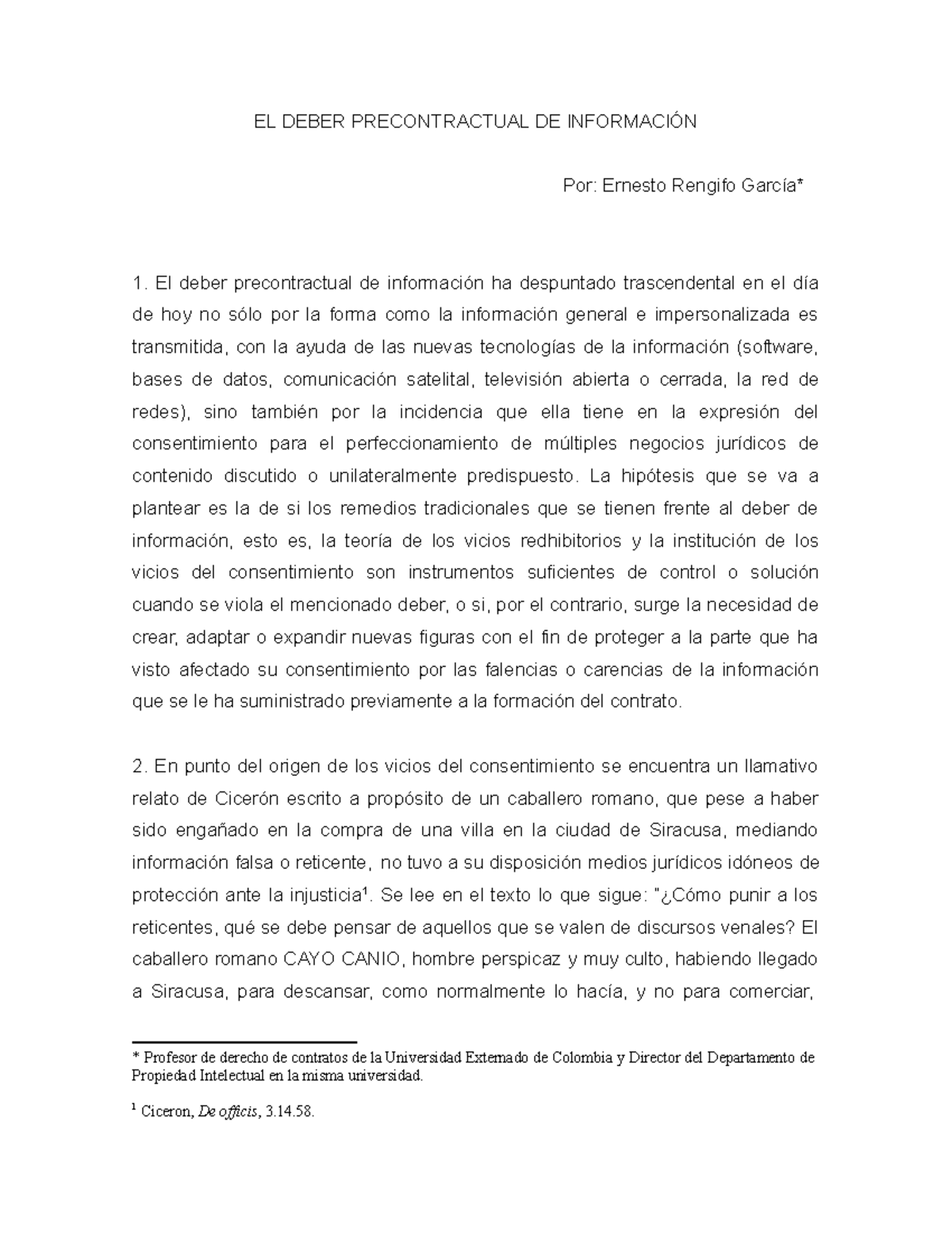 El deber precontractual de informacion - EL DEBER PRECONTRACTUAL DE ...
