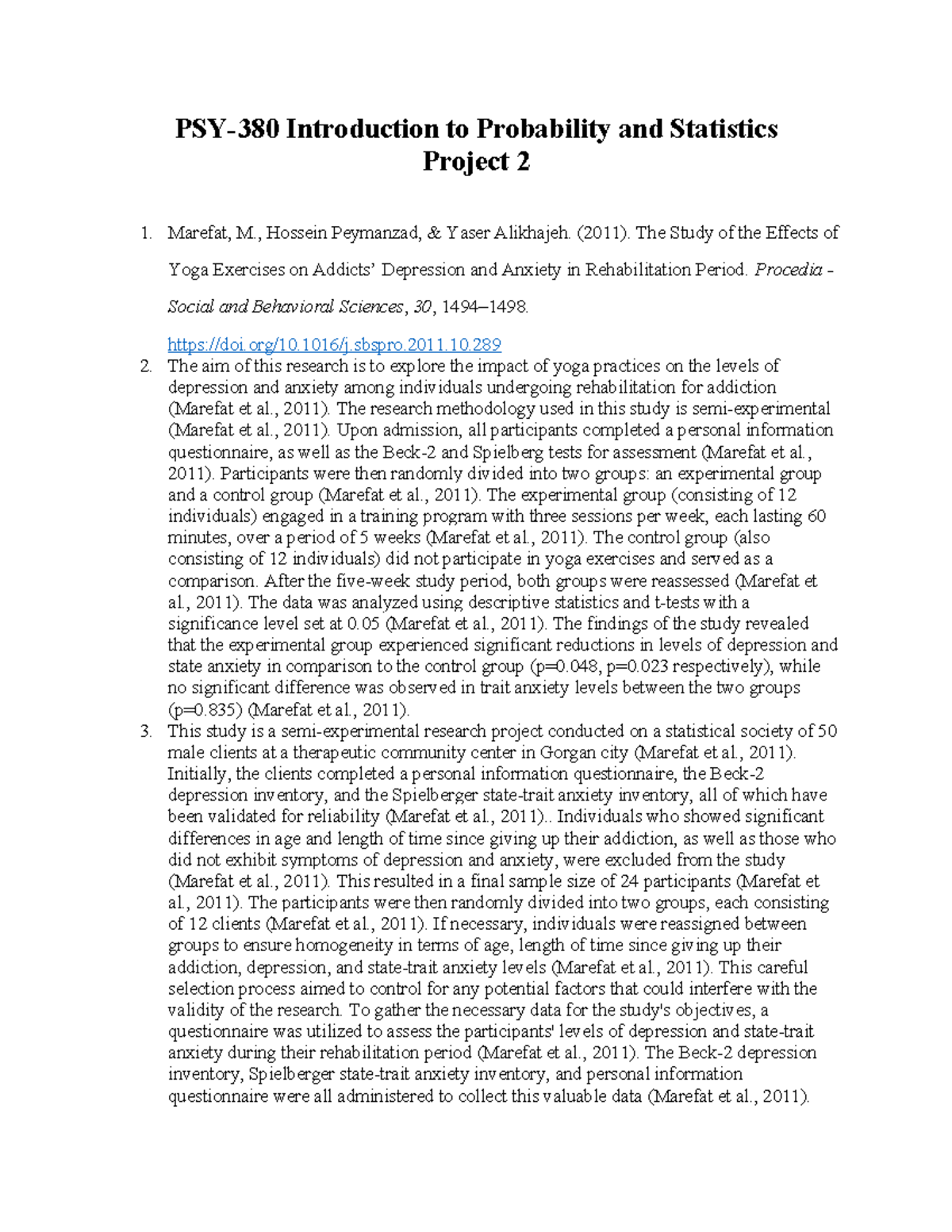 PSY 380 RS T5 Benchmark Articles Project 2 - PSY-380 Introduction to ...