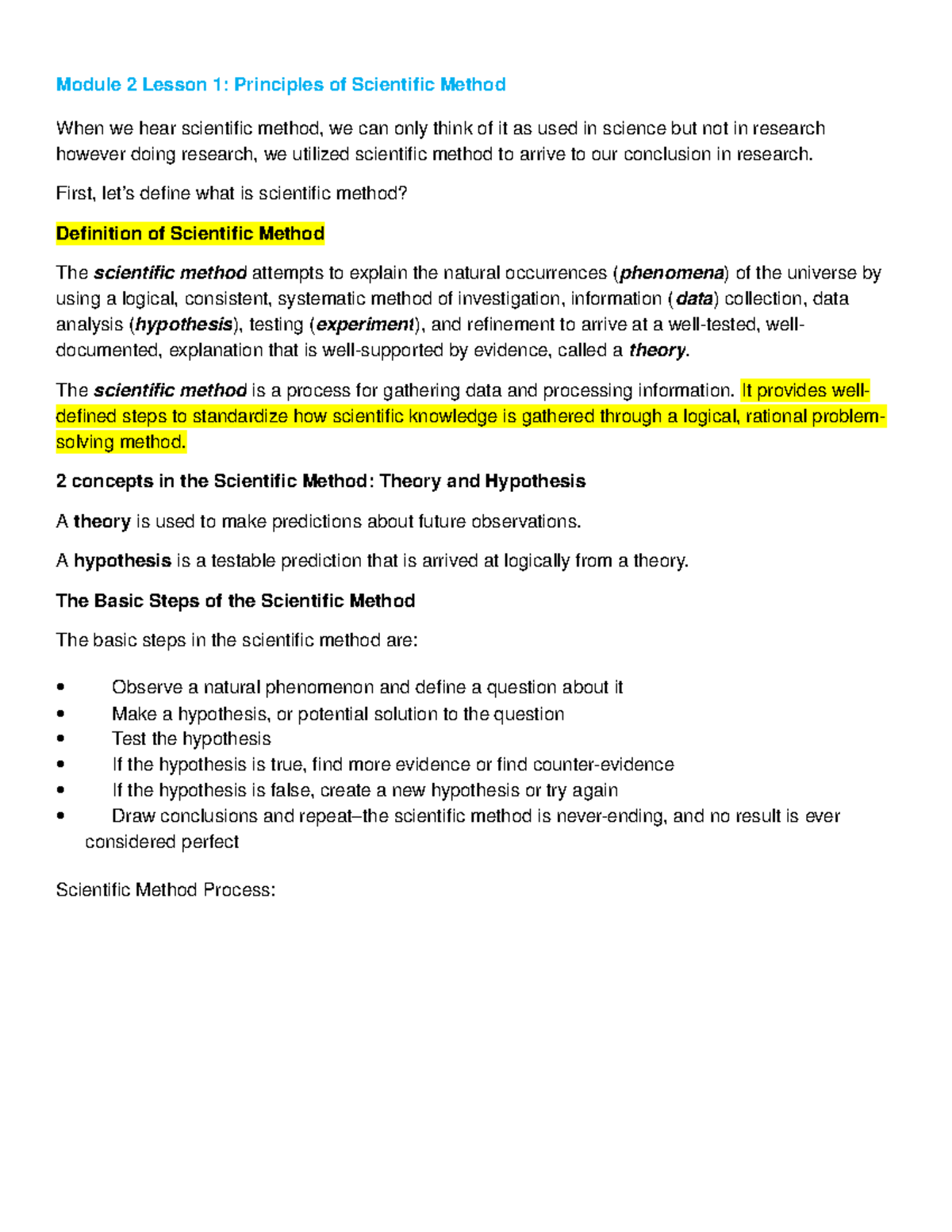 Module 2 Lesson 1-7 - Module 2 Lesson 1: Principles of Scientific ...
