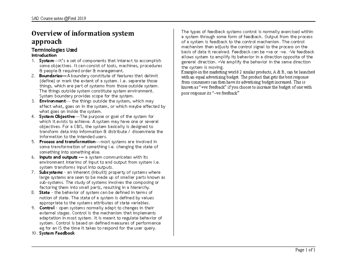 SAD Lecture 1 - here we get an overview into the course. Various ...