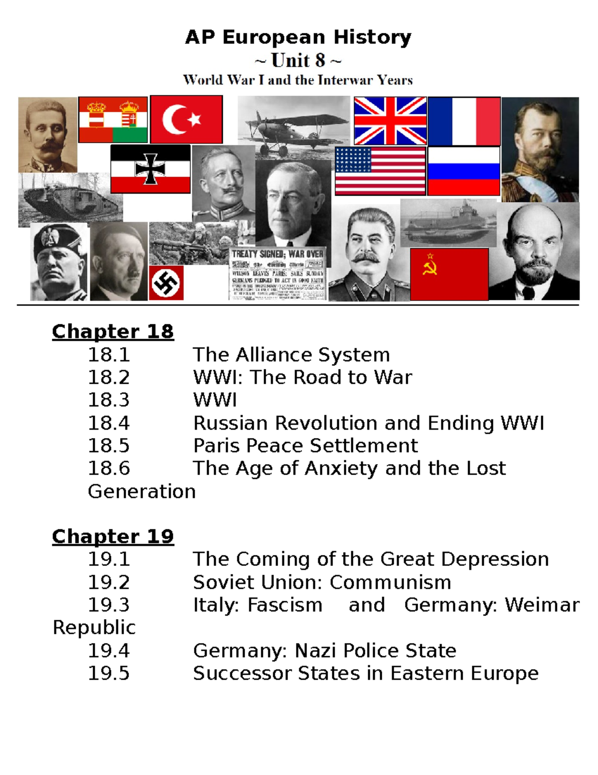 Kevin Martinez - Unit 8 Notes - AP European History Chapter 18 18 The ...