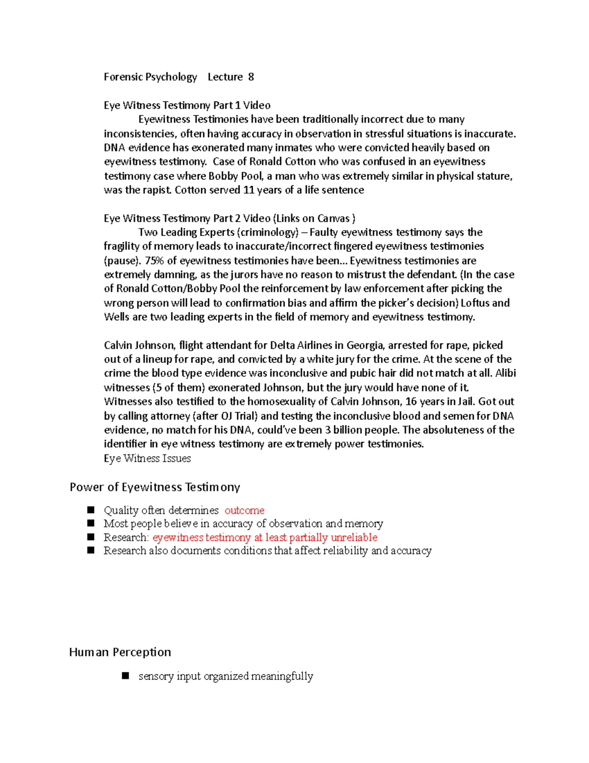 Forensic Psychology Lecture 8 student outline - Forensic Psychology ...