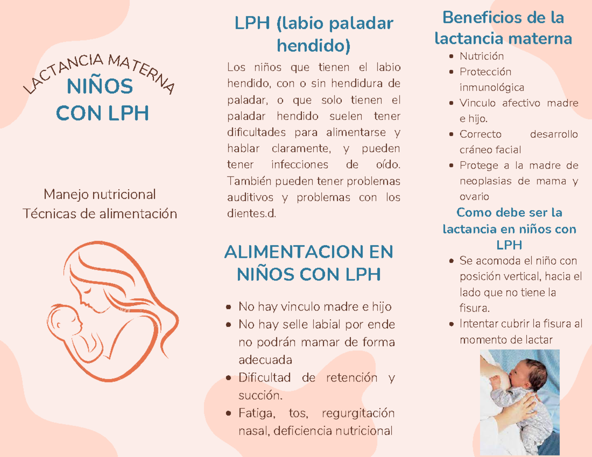 Folleto Lactancia EN Niños CON LPH - NIÑOS CON LPH Beneficios de la ...