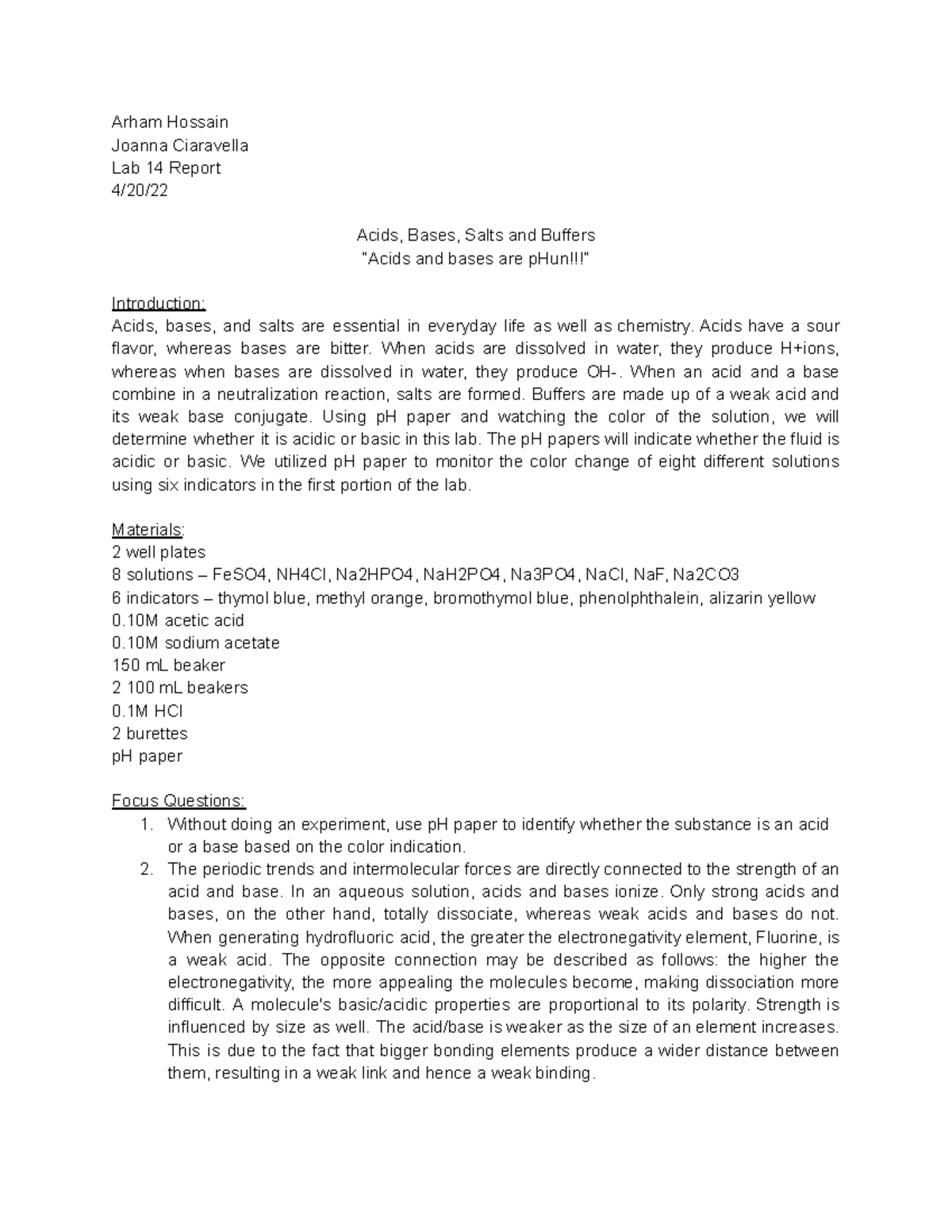 Lab 14 Report - LAB - Arham Hossain Joanna Ciaravella Lab 14 Report 4 ...