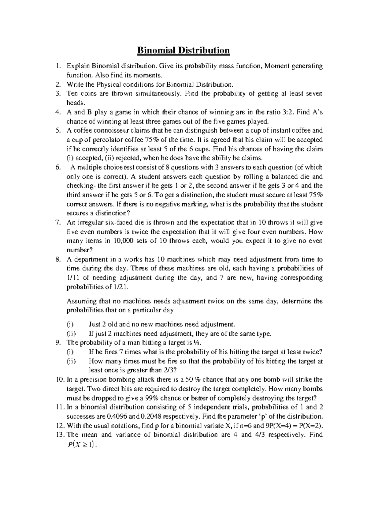 2 - important notes - Binomial Distribution Explain Binomial ...