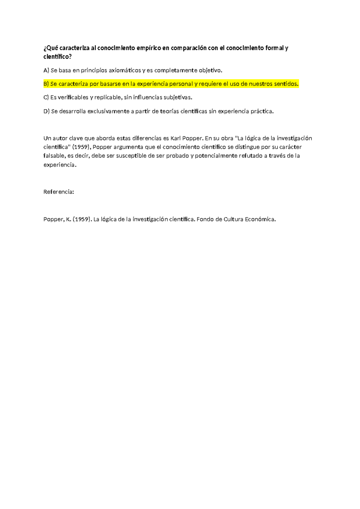 Qué caracteriza al conocimiento empírico en comparación con el ...