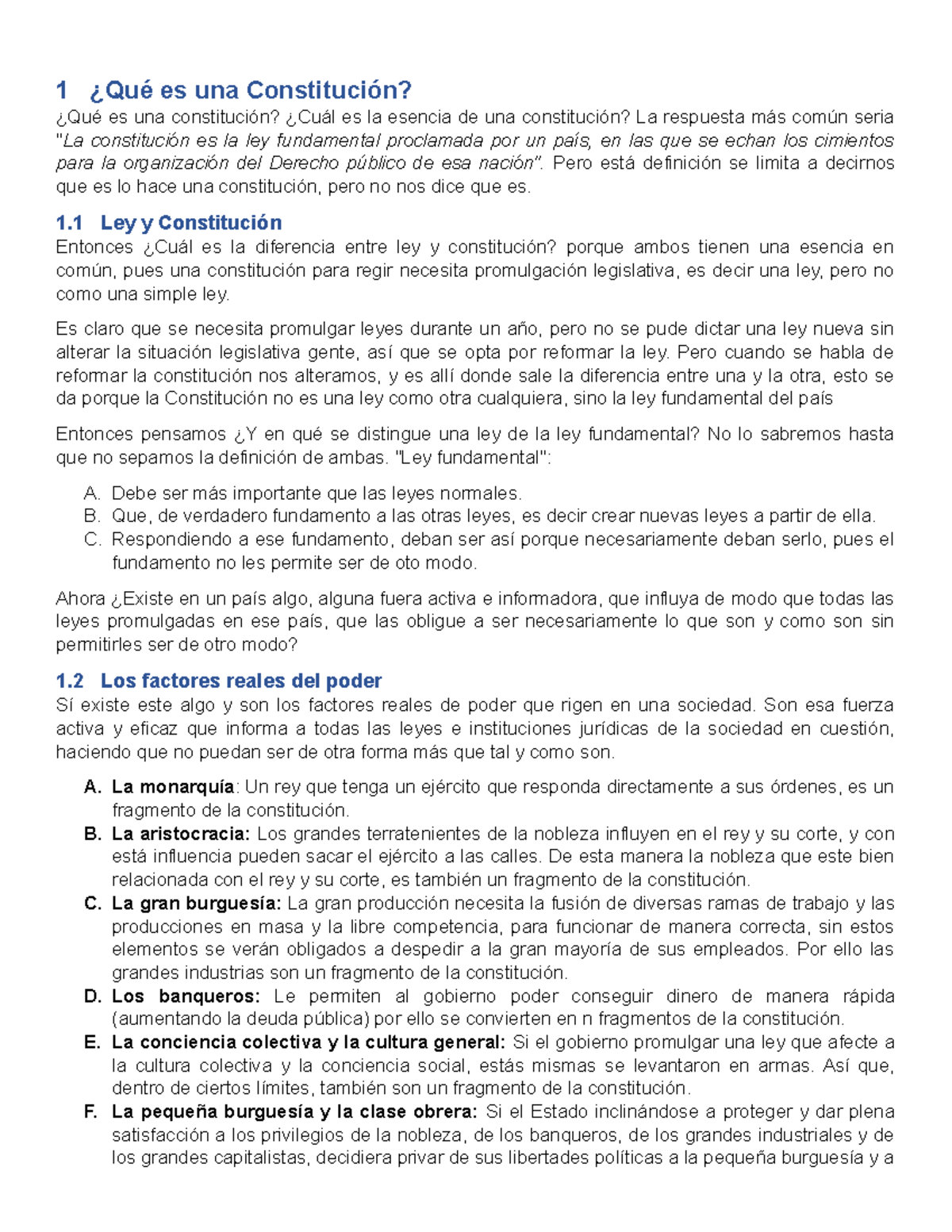 ¿Qué es una constitución? Resumen - 1 ¿Qué es una Constitución? ¿Qué es ...