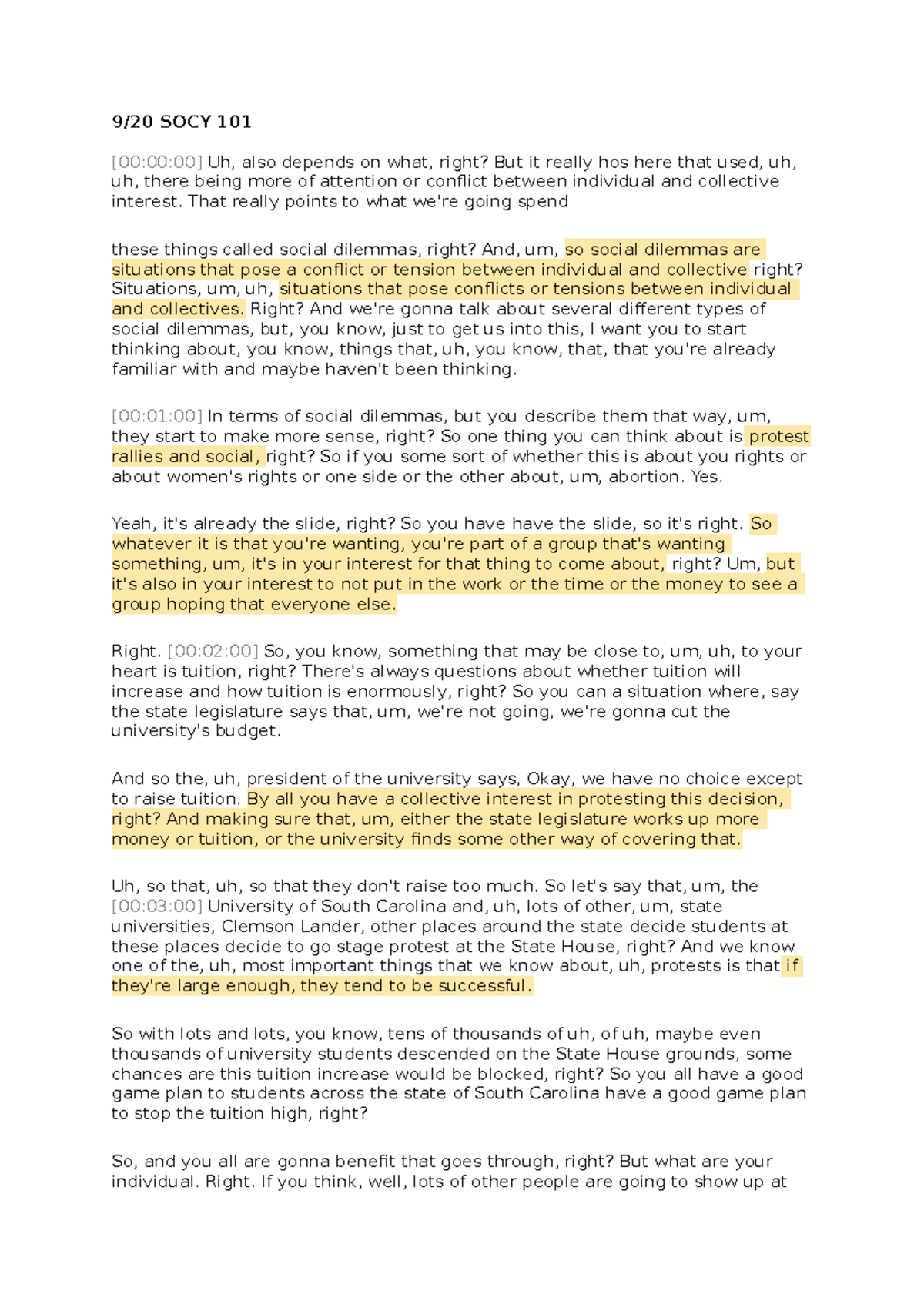 9/20 SOCY 101 Lecture Transcription/Notes (Ch. 4) - 9/20 SOCY 101 [00: ...