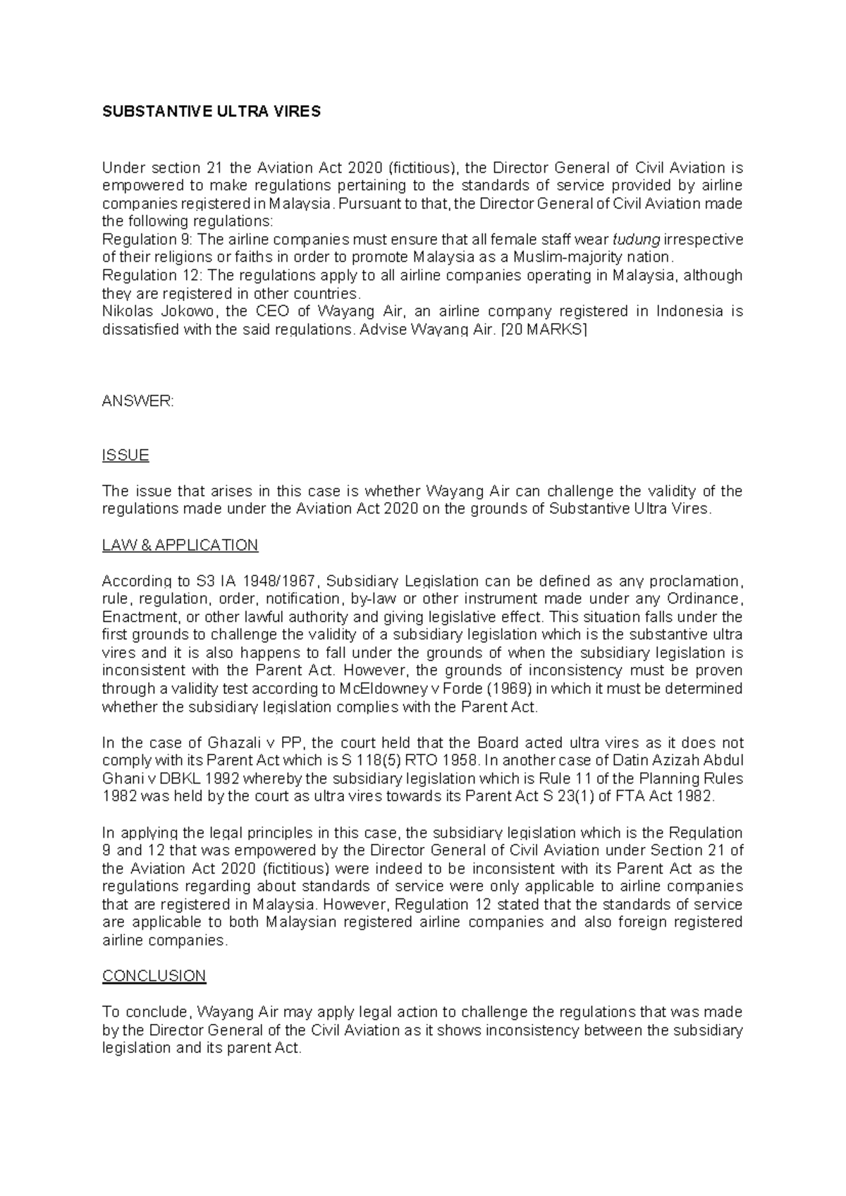 2021115907 Tutorial WORK Substantive Ultra Vires(SUV) - SUBSTANTIVE ...