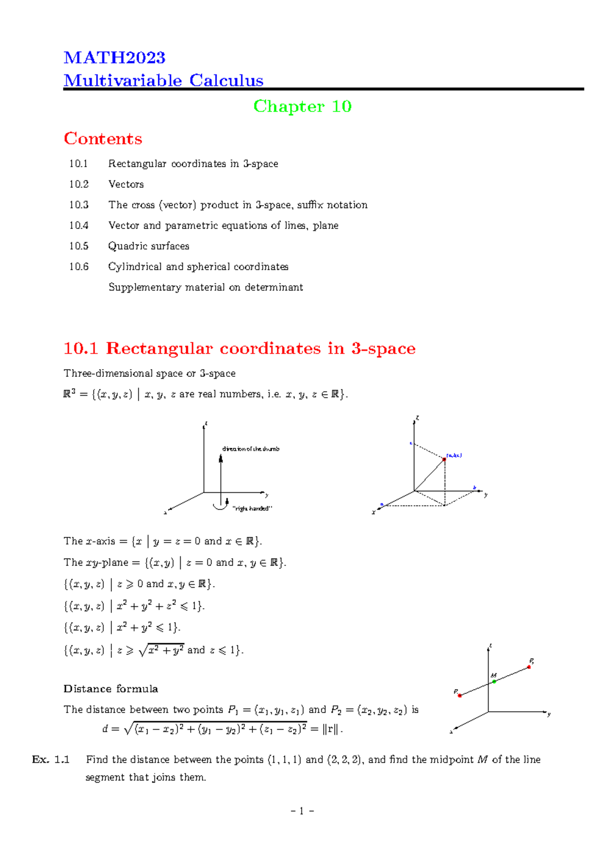Chapter 10 - FUNG, Jimmy Chi Hung - MATH2023 Multivariable Calculus ...