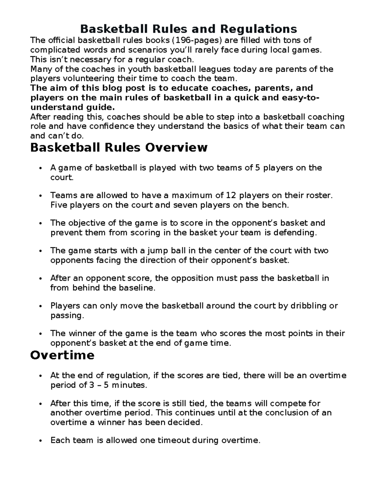 Basketball Rules and Regulations - This isn’t necessary for a regular ...