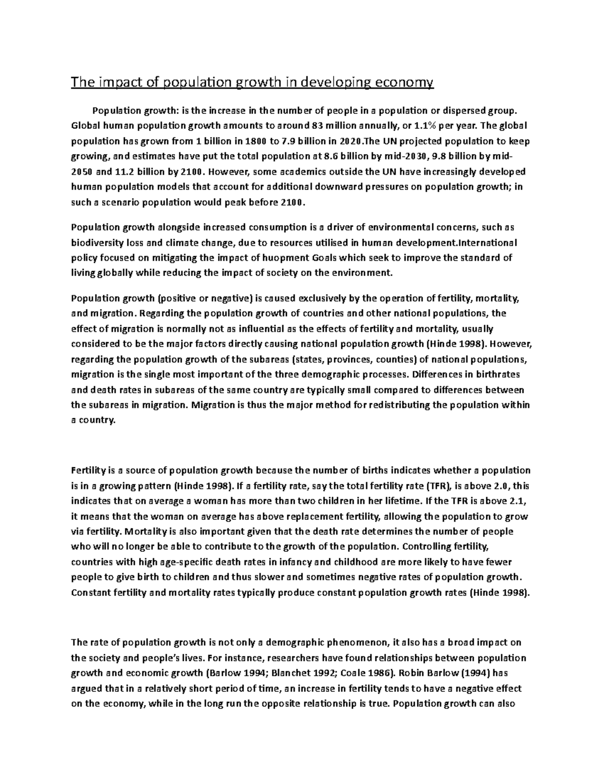 The impact of population - Global human population growth amounts to ...