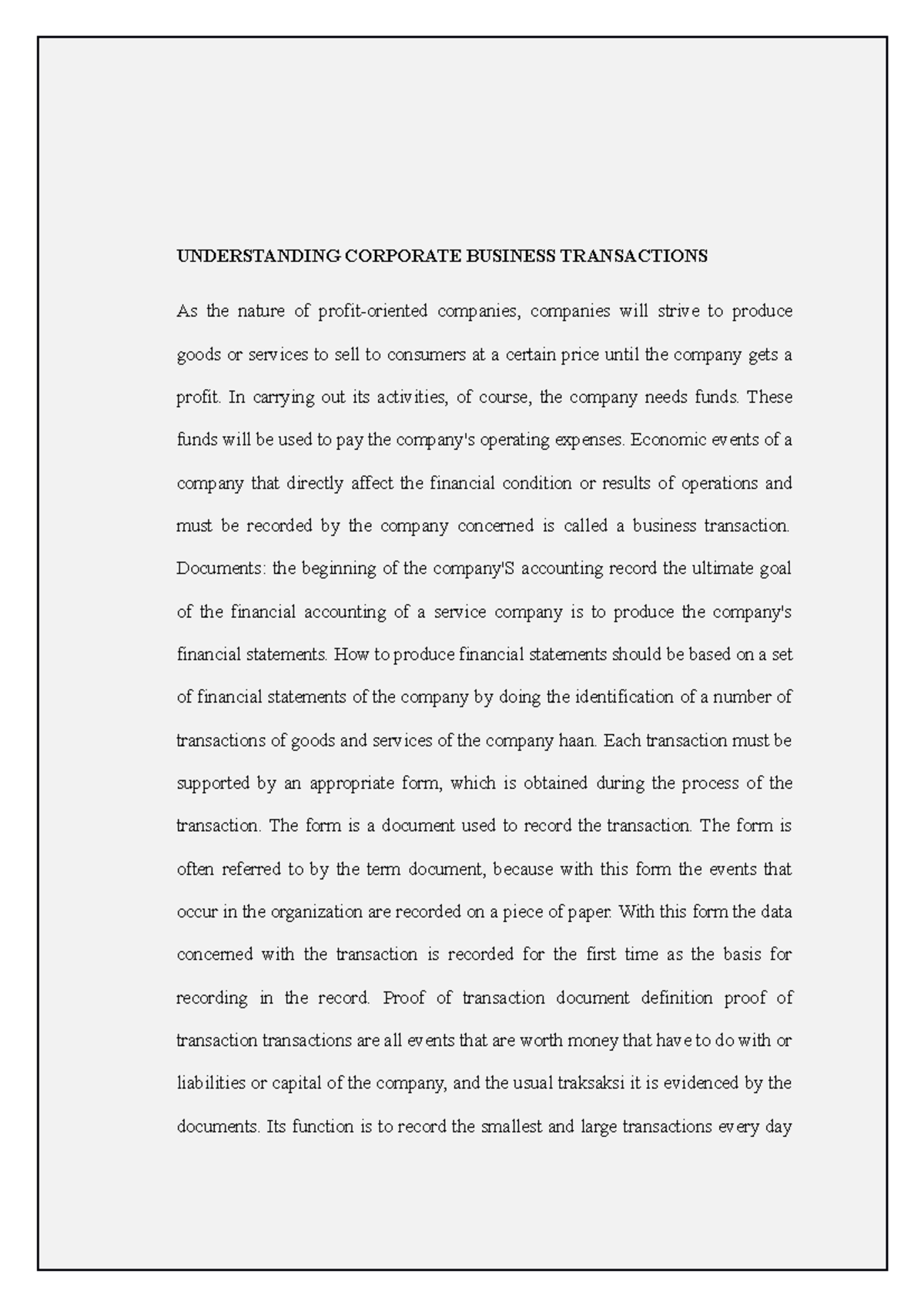 Documents Notes Accounting - Understanding Corporate Business ...