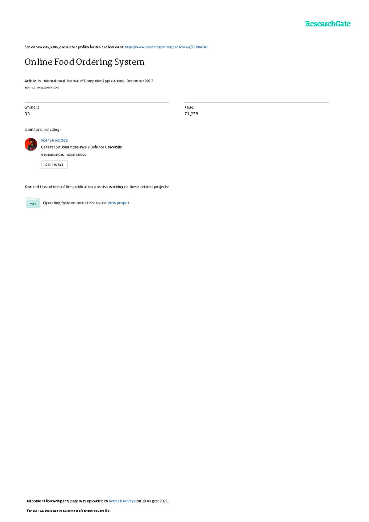 Online Food Ordering System - See discussions, stats, and author ...