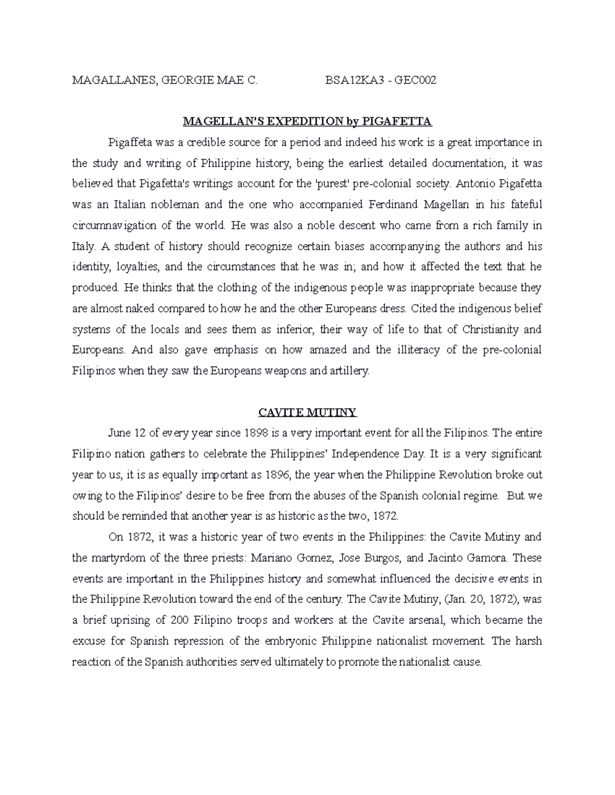 Magallanes Final Exam - MAGALLANES, GEORGIE MAE C. BSA12KA3 - GEC ...