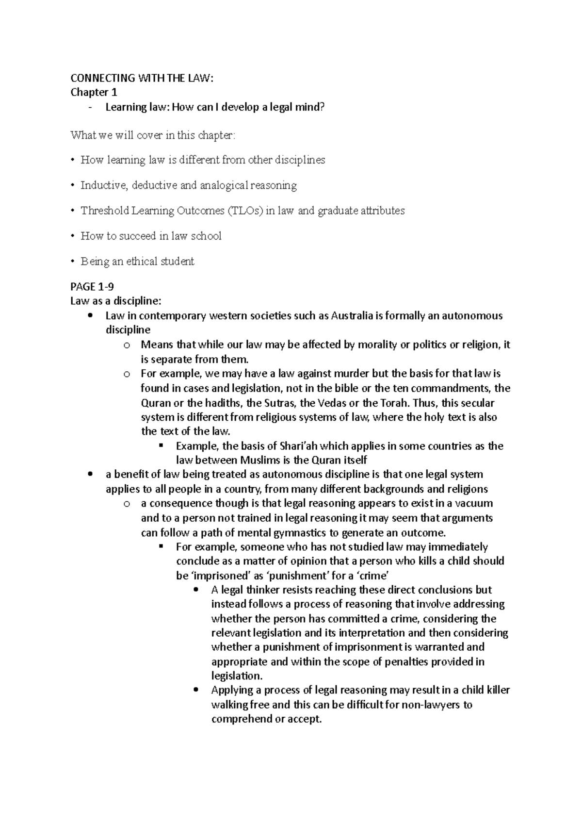 Connecting WITH THE LAW Notes - CONNECTING WITH THE LAW: Chapter 1 ...