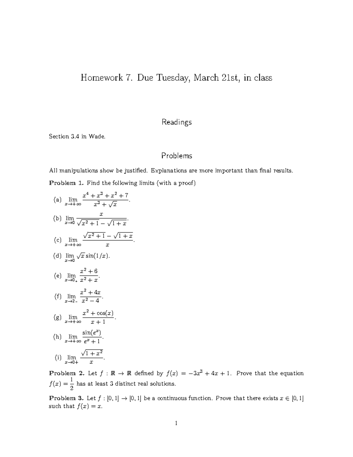 HW7 - Written proofs from class. Homework assignments show you the scope of the course ...