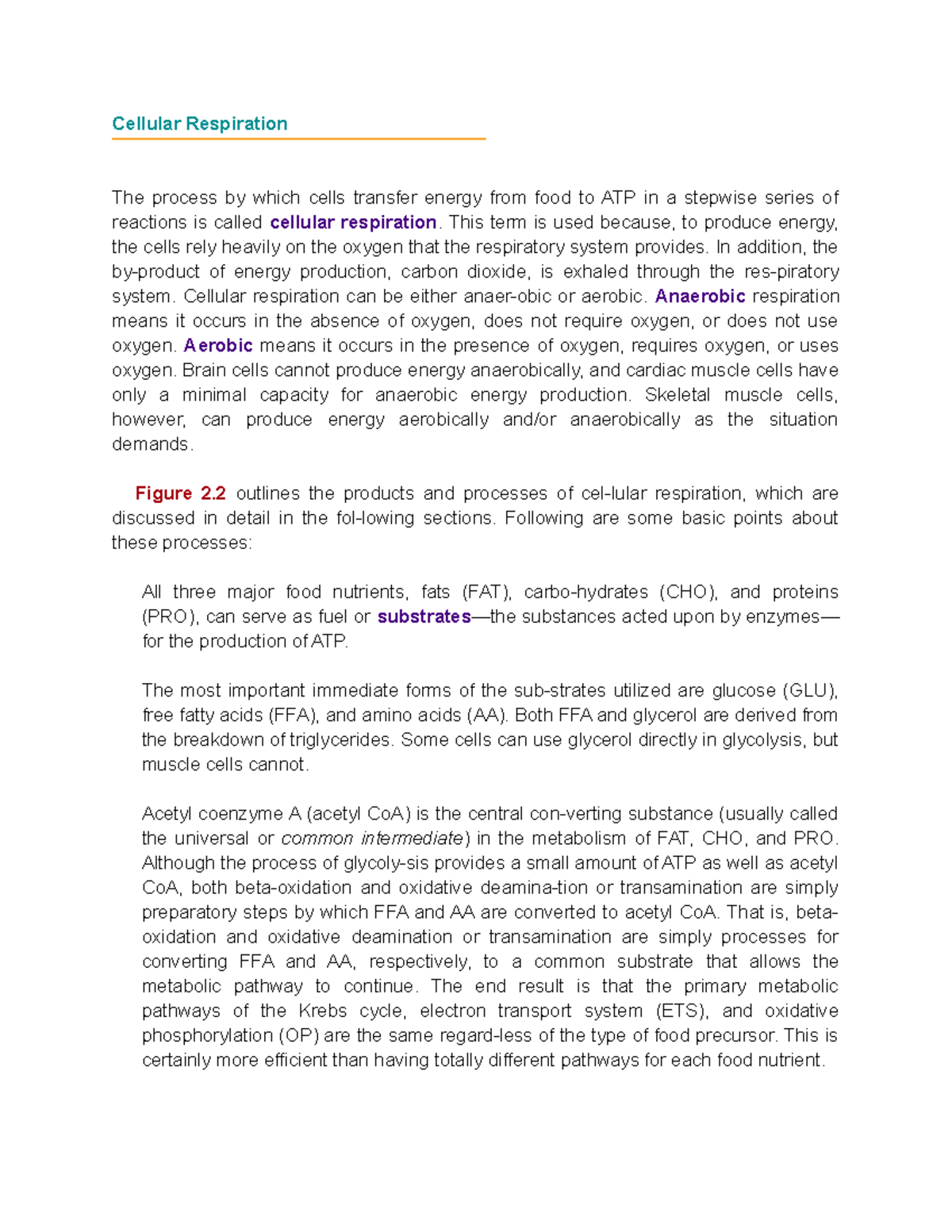 Energy Production - Cellular Respiration The process by which cells ...