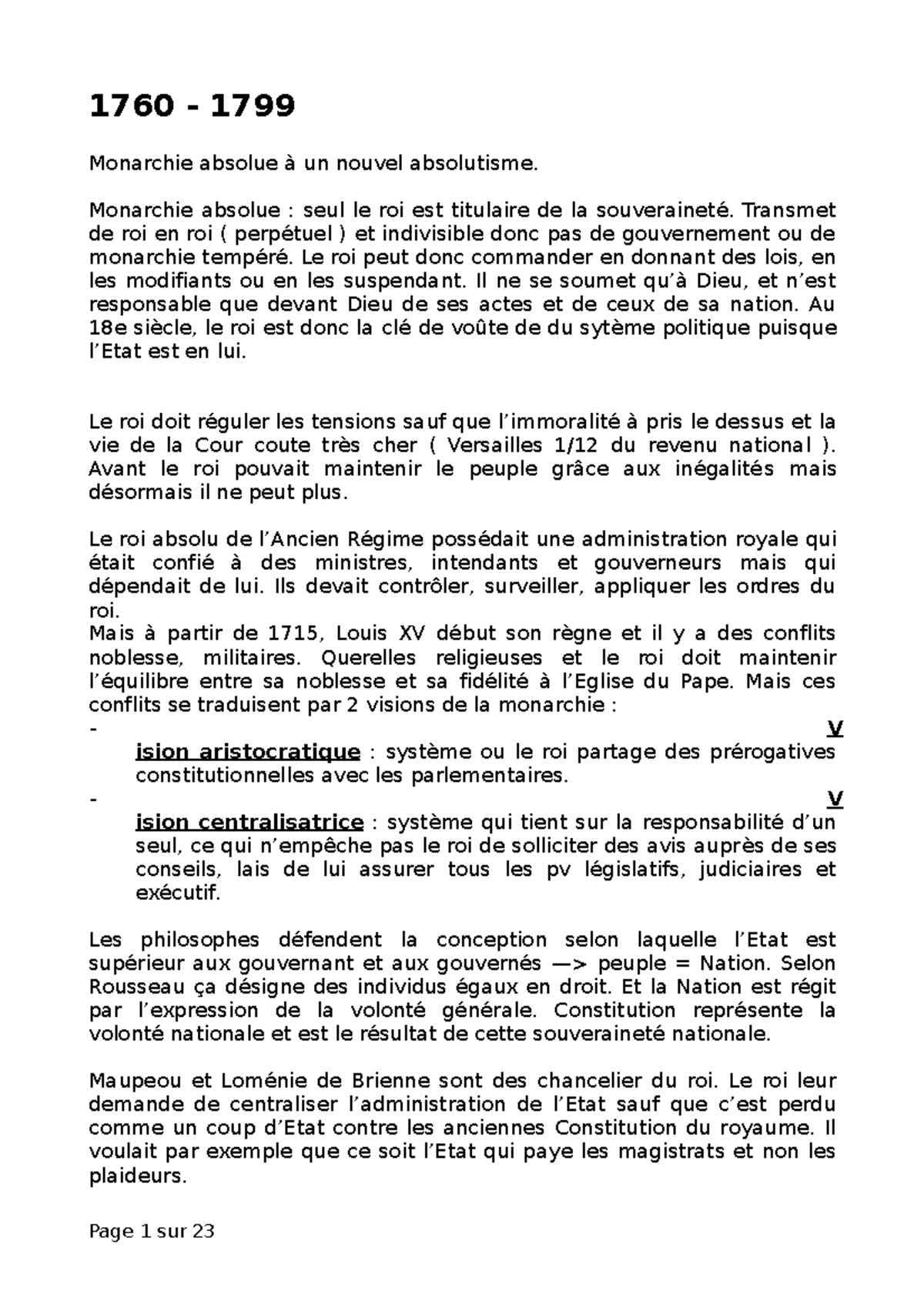 Fiche HIP WORD - 1760 - 1799 Monarchie absolue à un nouvel absolutisme ...
