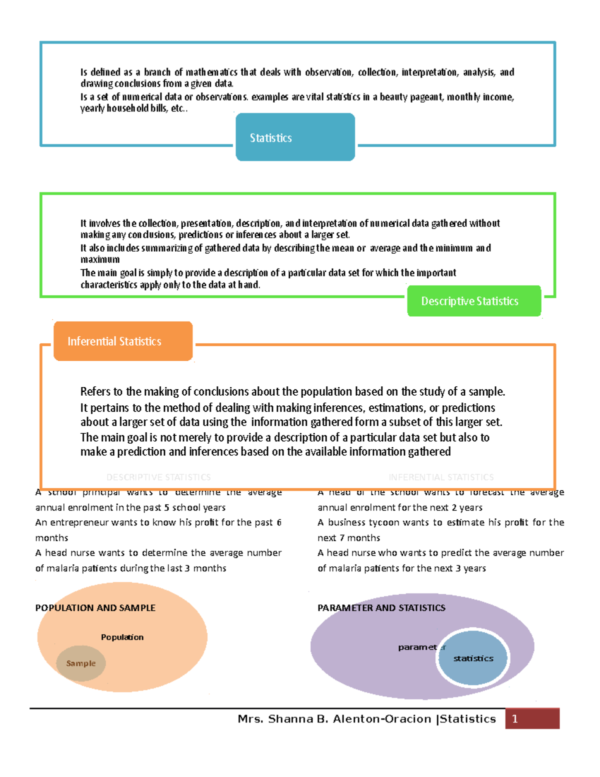 2011 statistics h1 - Lecture notes 1 - Is defined as a branch of ...
