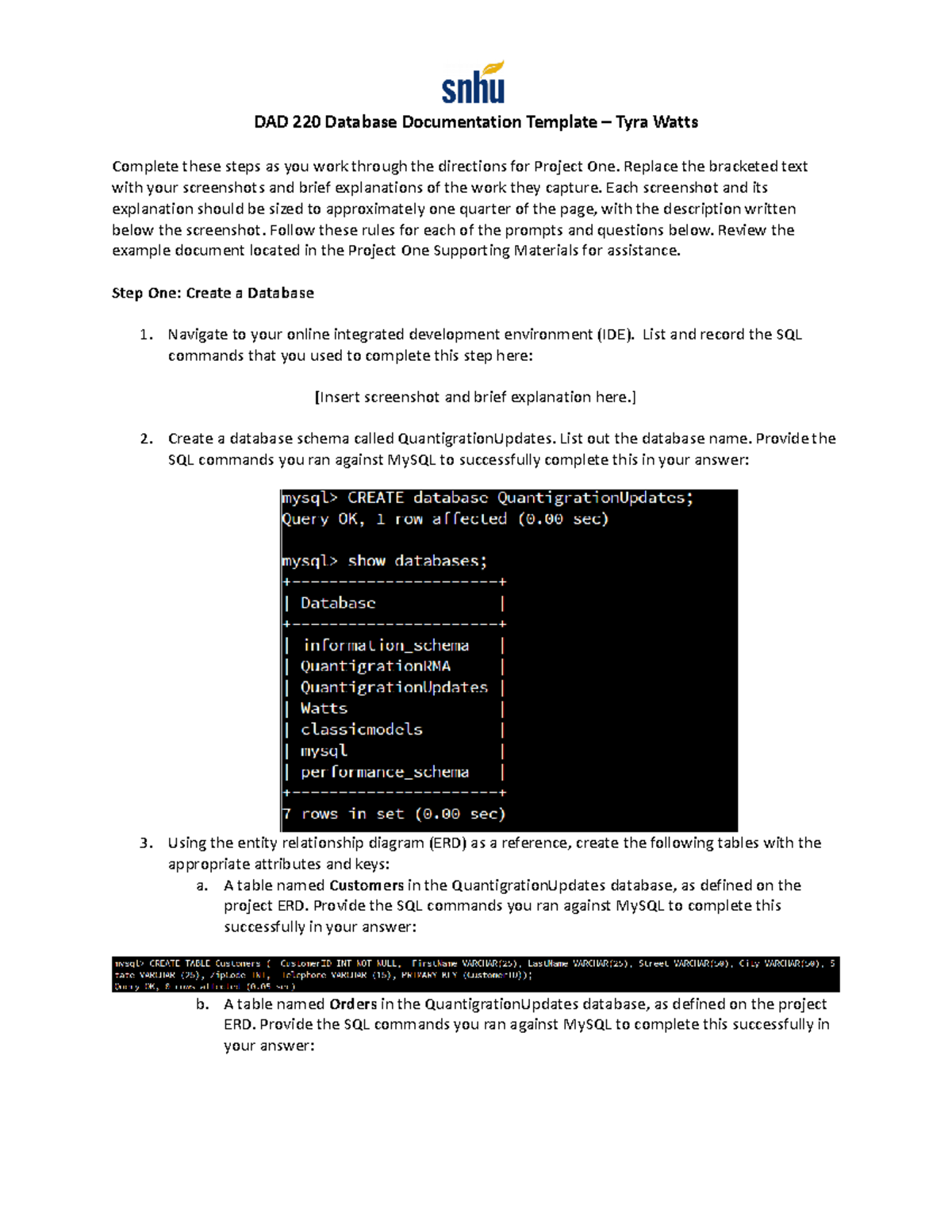 DAD 220 Database Project One - DAD 220 Database Documentation Template ...