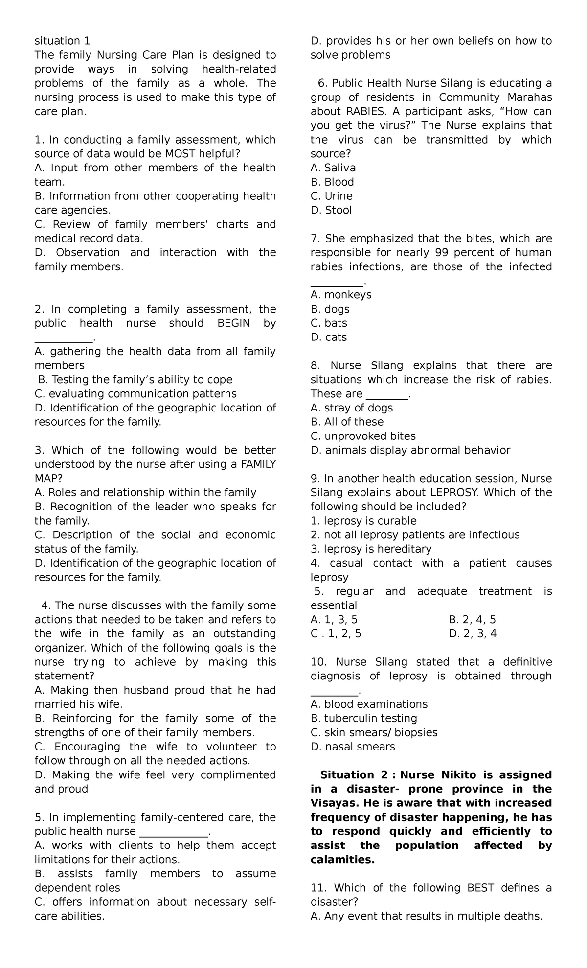 NP1 - np1 - situation 1 The family Nursing Care Plan is designed to ...