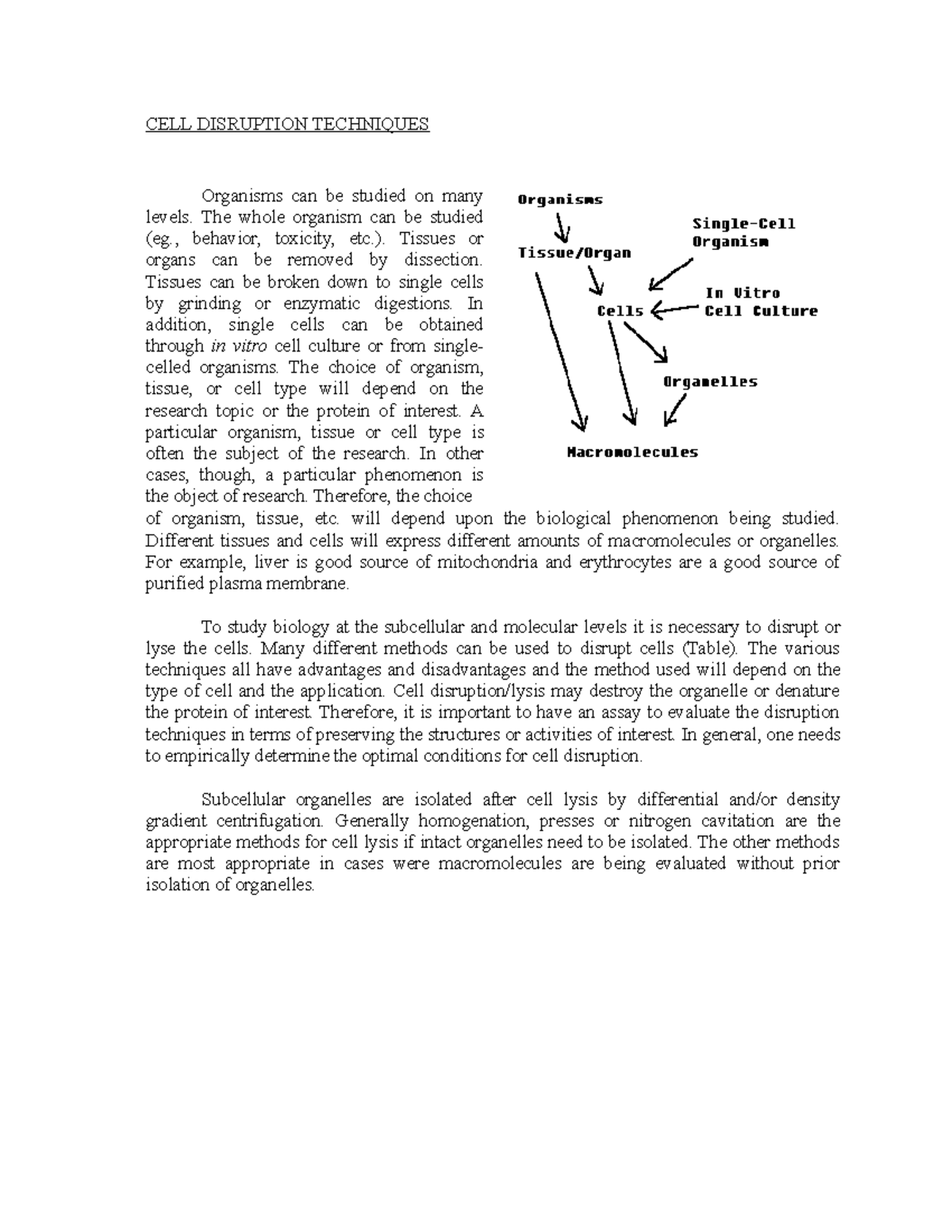 CELL Disruption Techniques - CELL DISRUPTION TECHNIQUES Organisms can ...