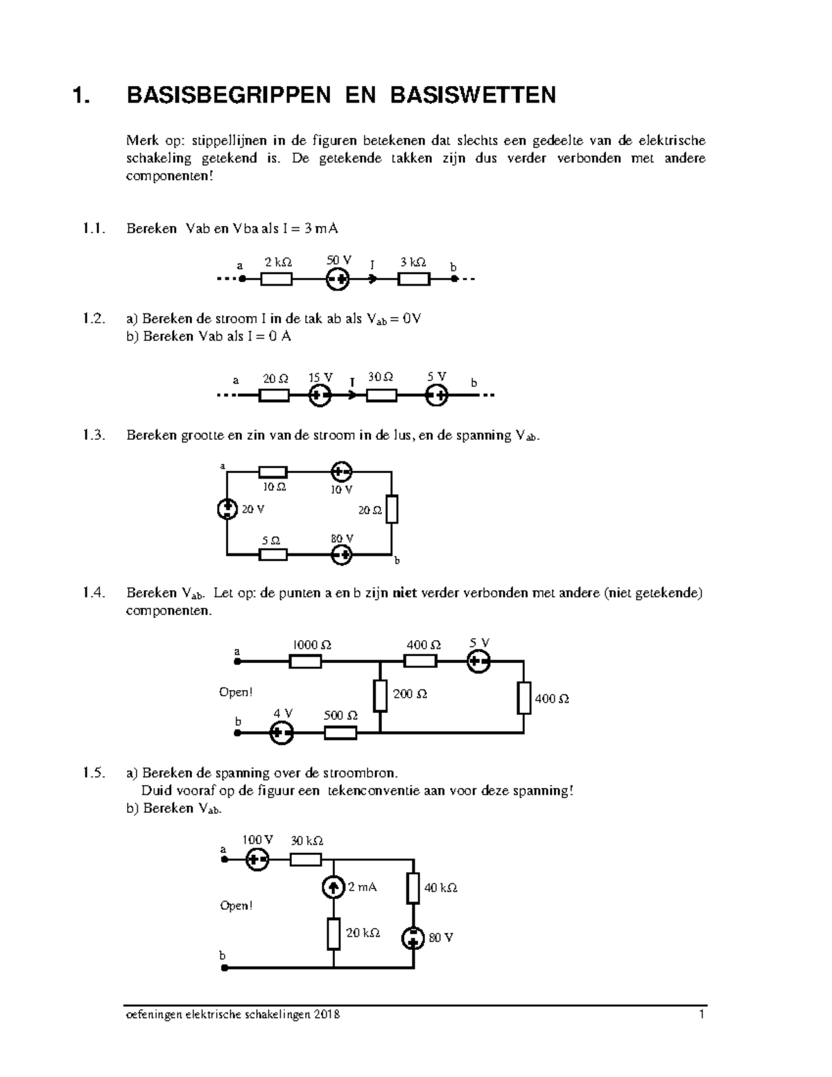 Elektriciteit en magnetisme - Oefeningen - oefeningen elektrische schakelingen 2018 1 ...