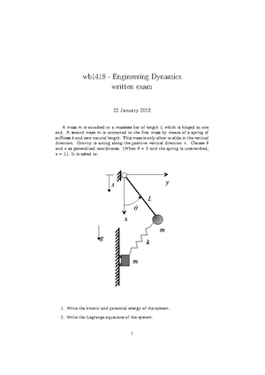 Engineering Dynamics Cheat sheet - Studeersnel