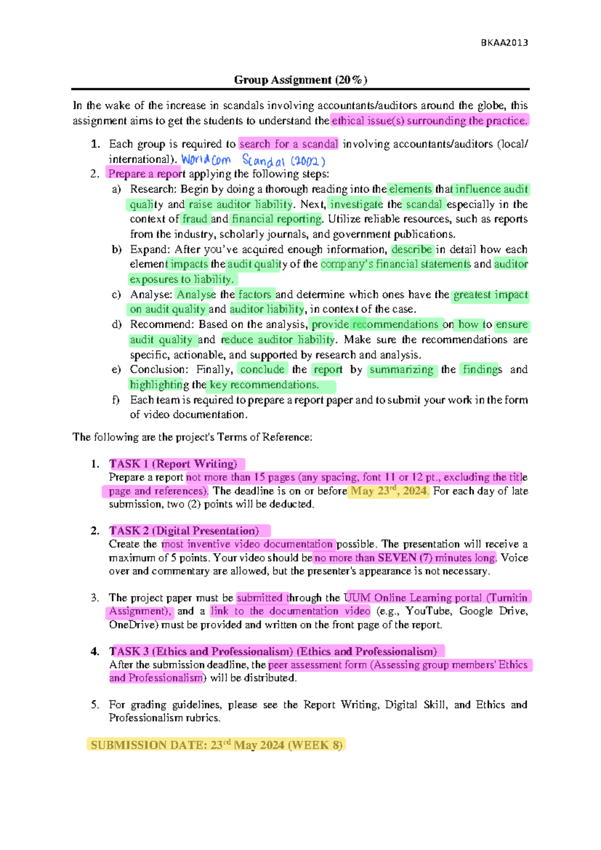 BKAA Group Assignment - Each group is required to search for a scandal involving - Studocu