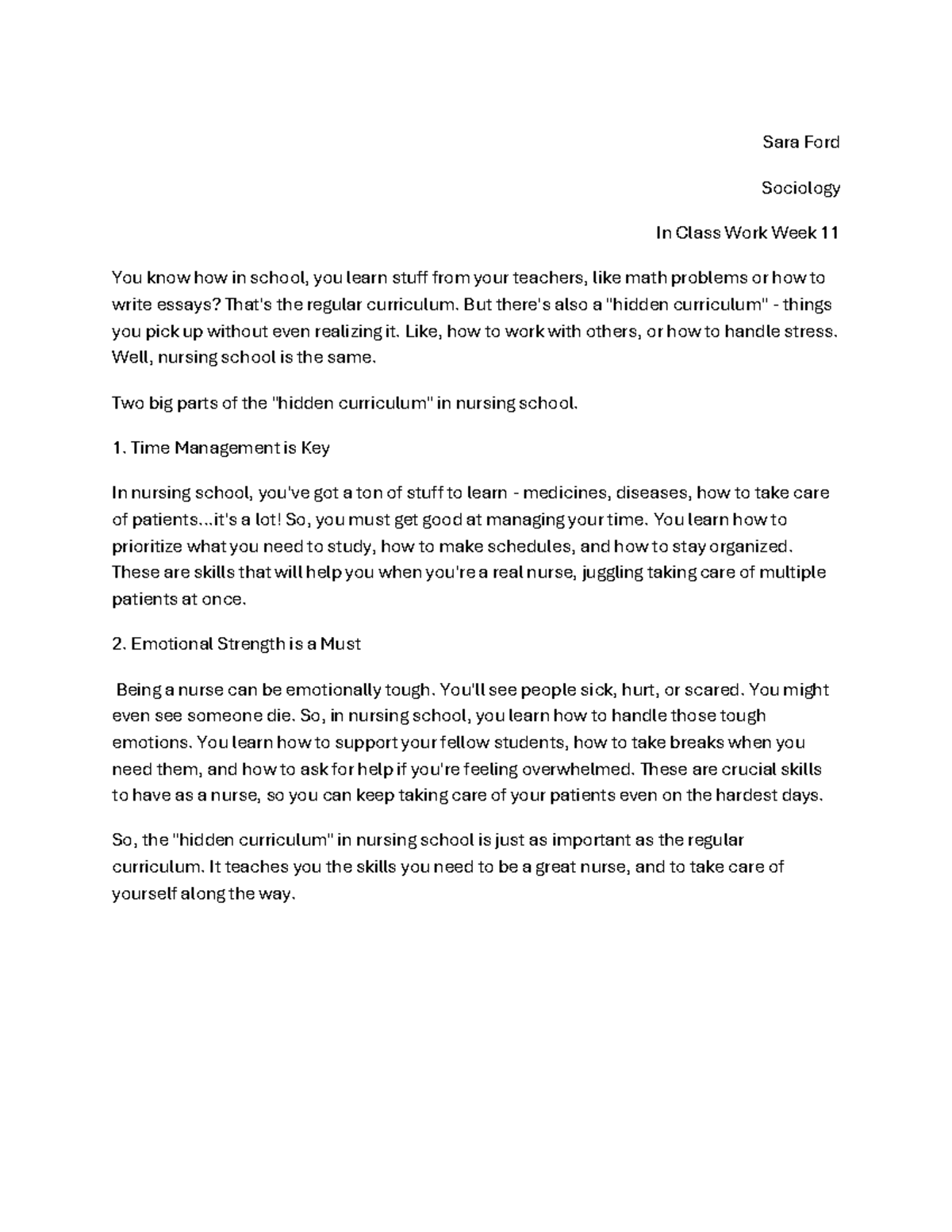 Soc in class work 11 - notes - Sara Ford Sociology In Class Work Week ...