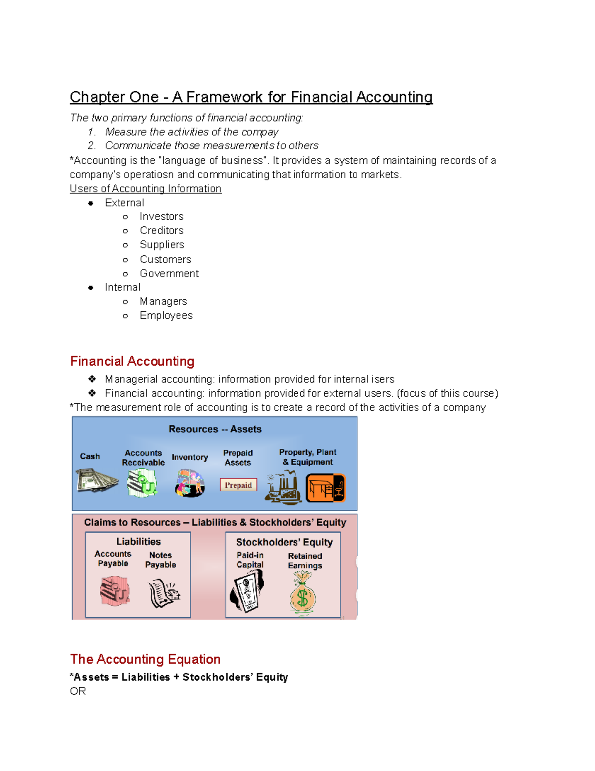 Chapter One - A Framework for Financial Accounting - Measure the ...