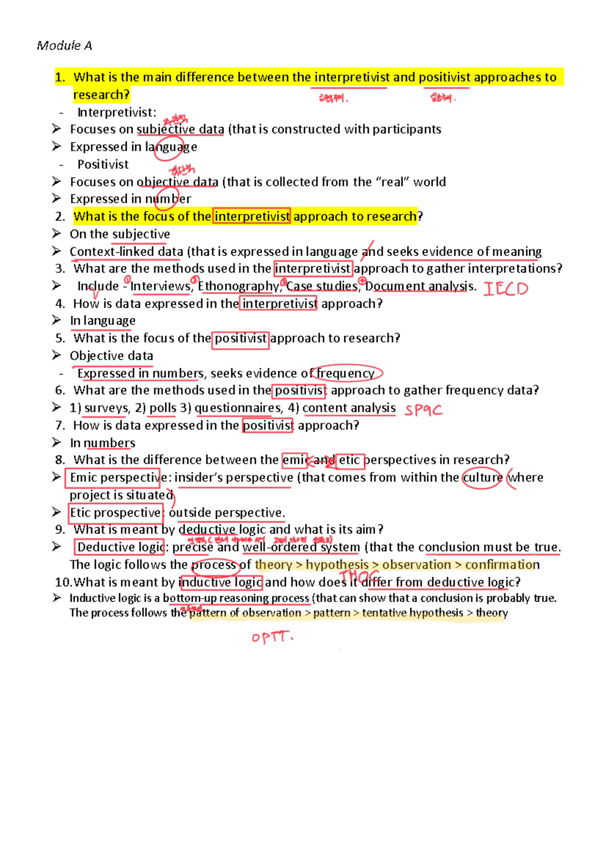 BRM final exam question and answer summary - Module A 1. What is the main difference between the ...