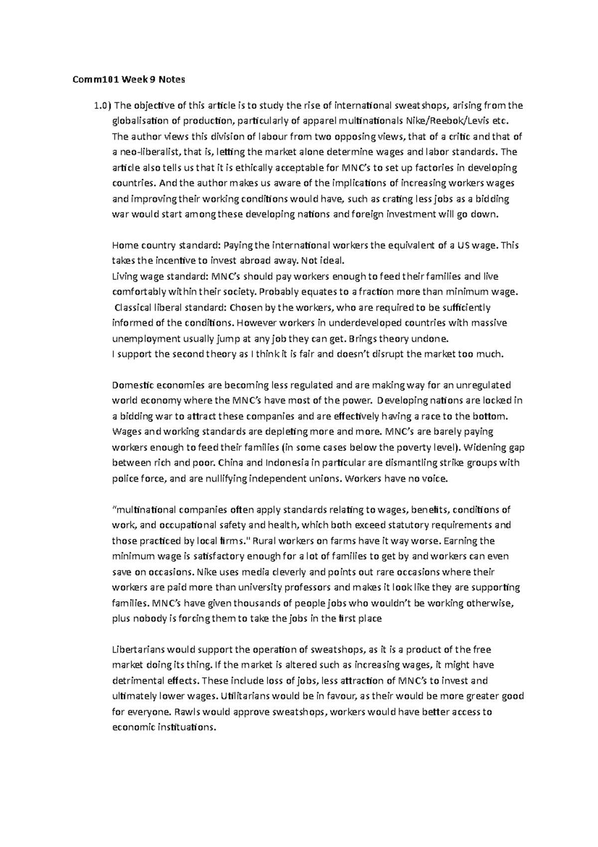 Comm101 Week 9 Notes - Comm101 Week 9 Notes 1) The objective of this ...
