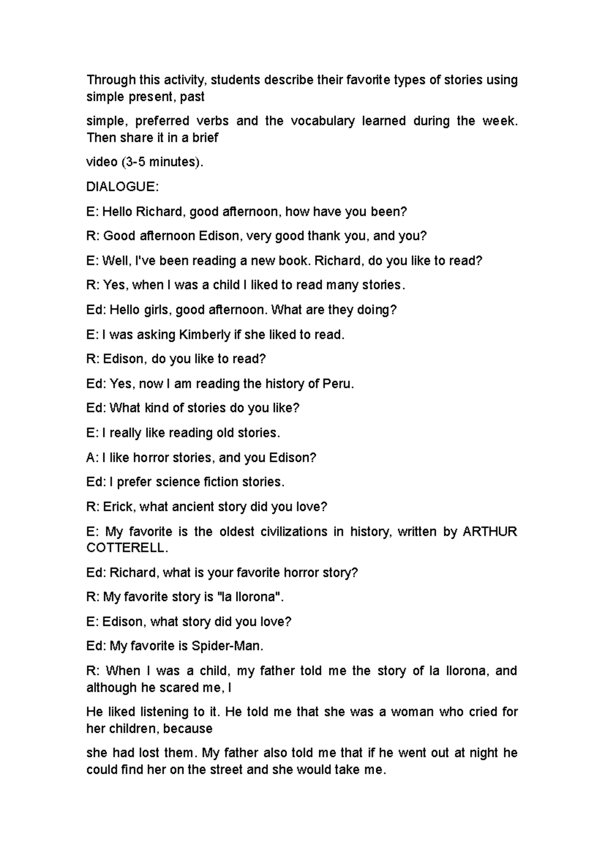 Tarea de la 3 - dsds - Through this activity, students describe their ...