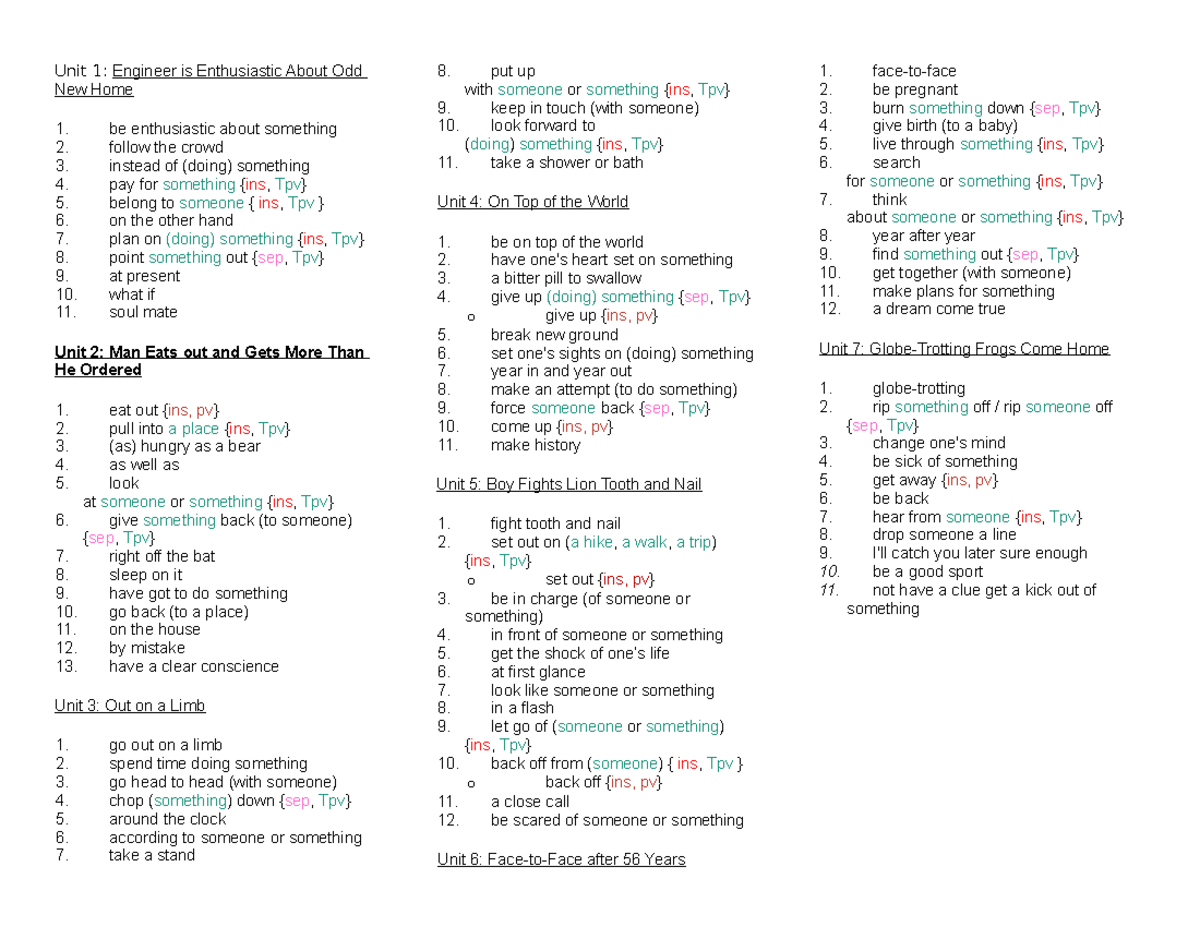 Can you Believe it book 3 idioms list (all) - Unit 1: Engineer is ...
