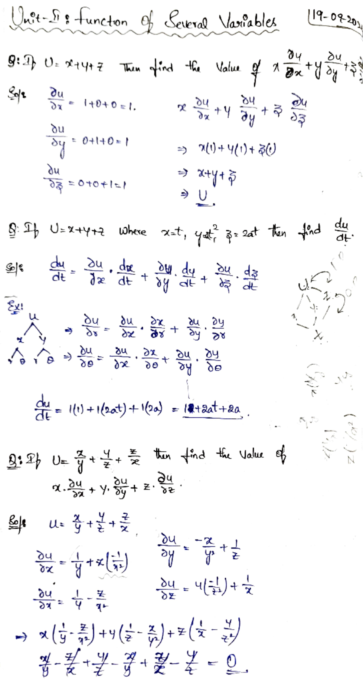 Maths unit 2(Function of several variables) - Ut-tuncton e &atd anables ’ du du du dt -0t0tl du ...