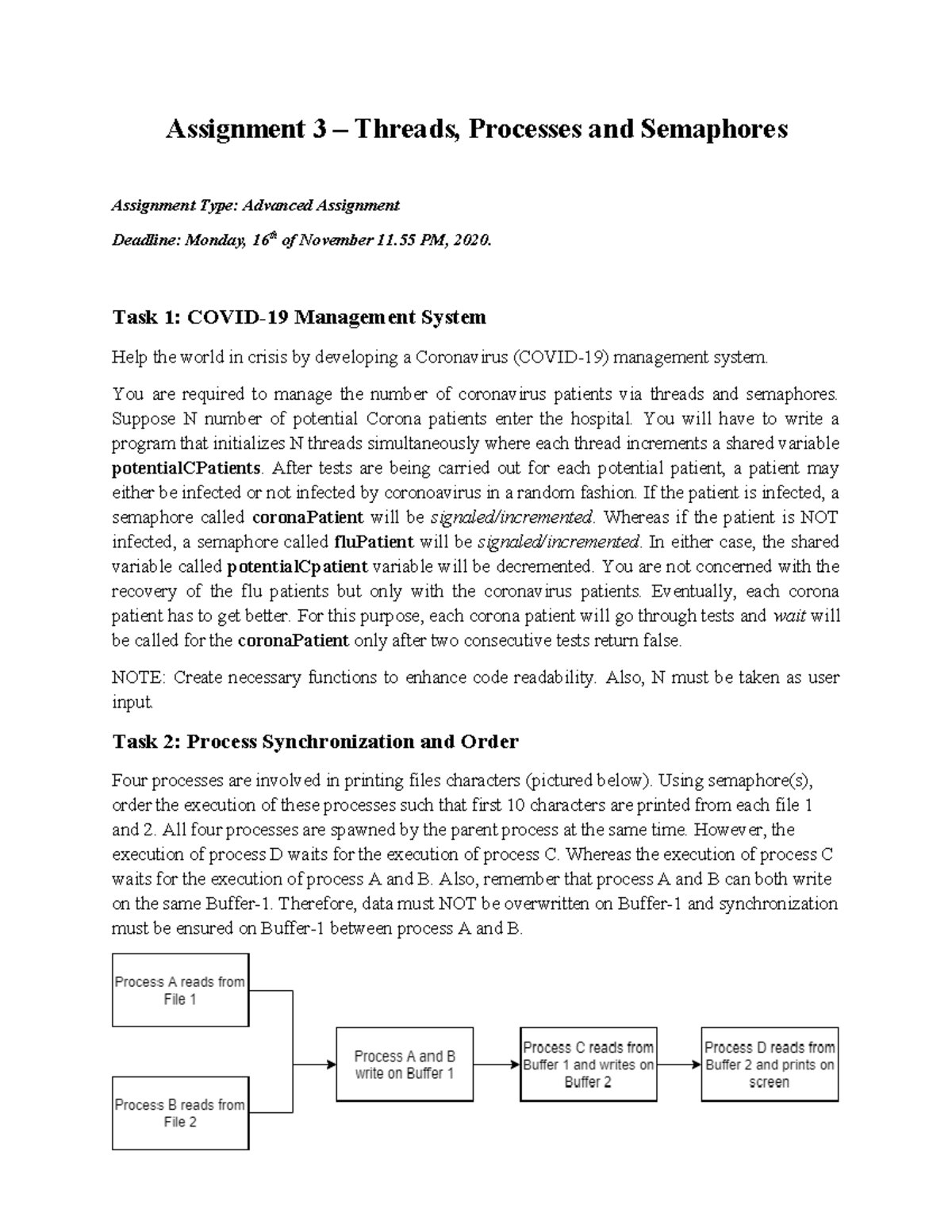 Assignment 03 - Assignment 3 – Threads, Processes and Semaphores Assignment Type: Advanced - Studocu