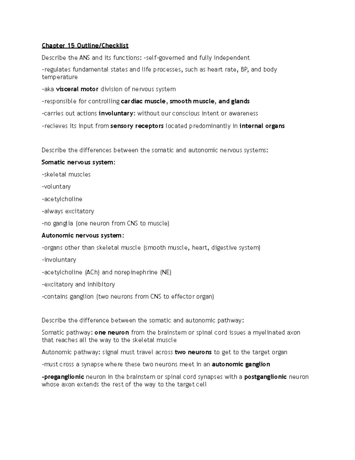 Chapter 15 outline answers 15 - Chapter 15 Outline/Checklist Describe ...