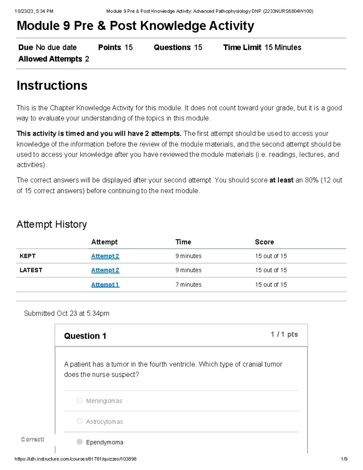 Module 9 Pre & Post Knowledge Activity Advanced Pathophysiology ...