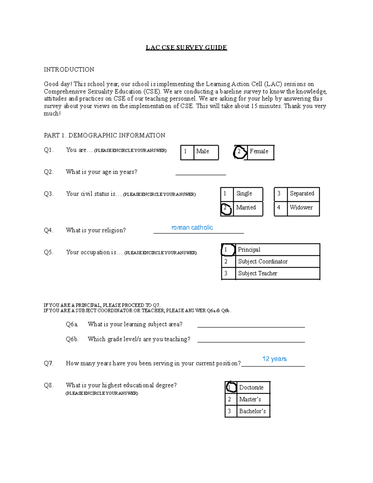 LAC-CSE-Survey-Guide P - LAC CSE SURVEY GUIDE INTRODUCTION Good day ...