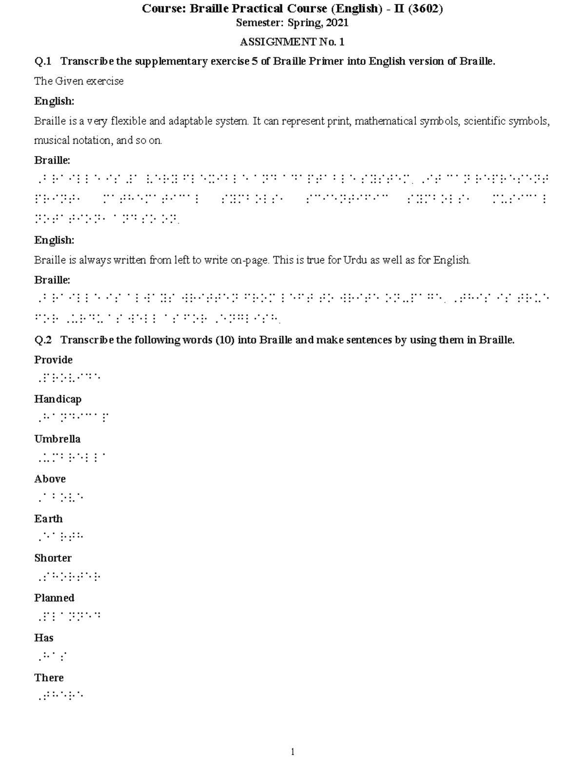 3602 1 2 Week Lecture Notes Semester Spring 2021 Assignment No 1
