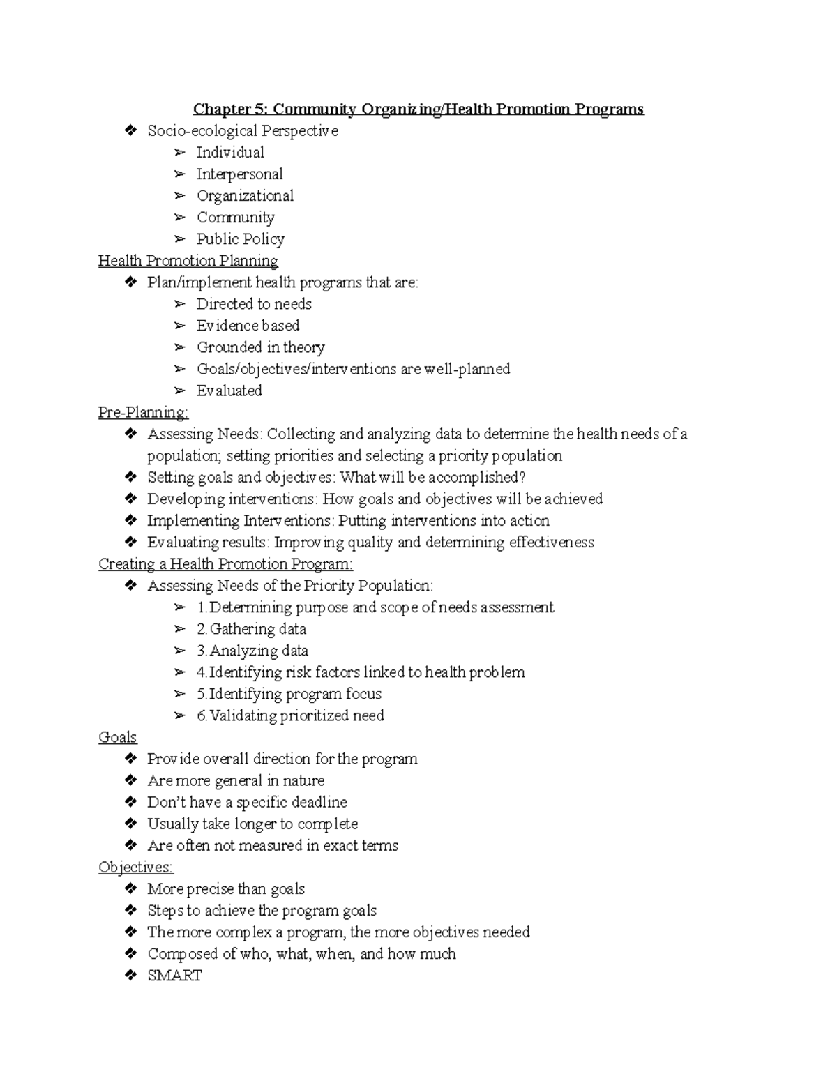 Chapter 5 Community Organizing Health Promotion Programs - Studocu