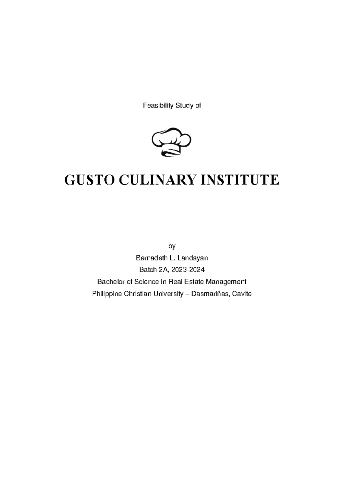 Landayan, PFS Final Narrative Gusto - Feasibility Study of GUSTO ...