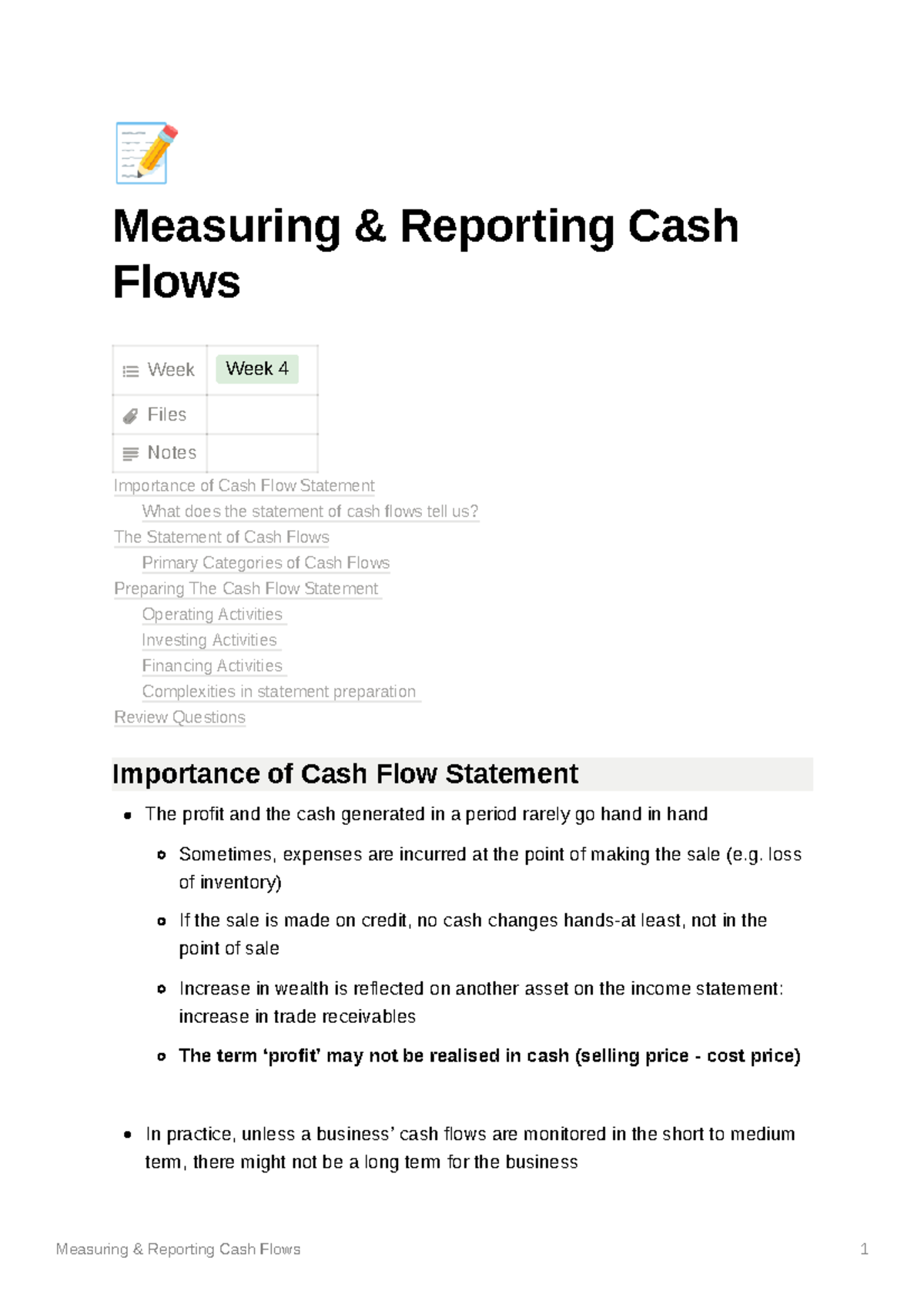 Measuring Reporting Cash Flows - Ë Measuring & Reporting Cash Flows ...