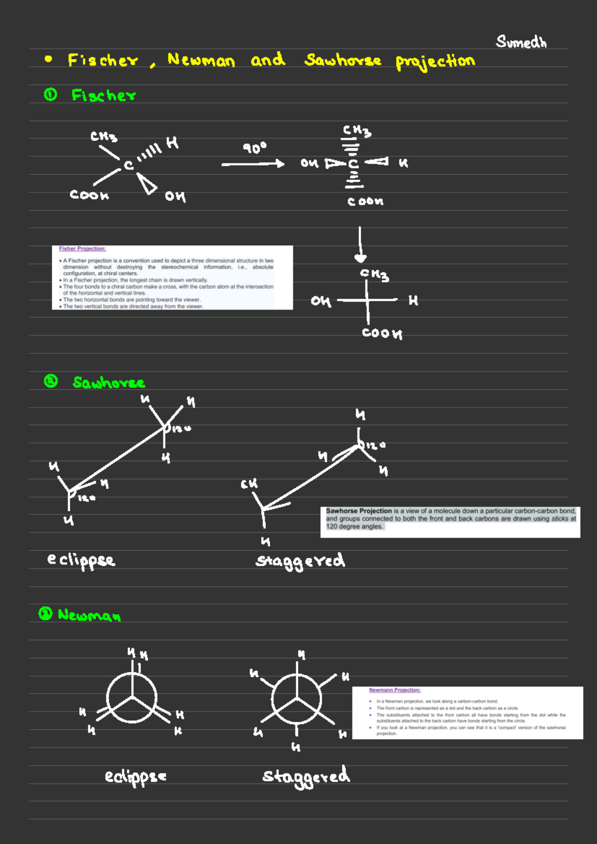Chem Unit-3 - yes - Sumedh Fischer , Newman and Sawhorse projection I ...