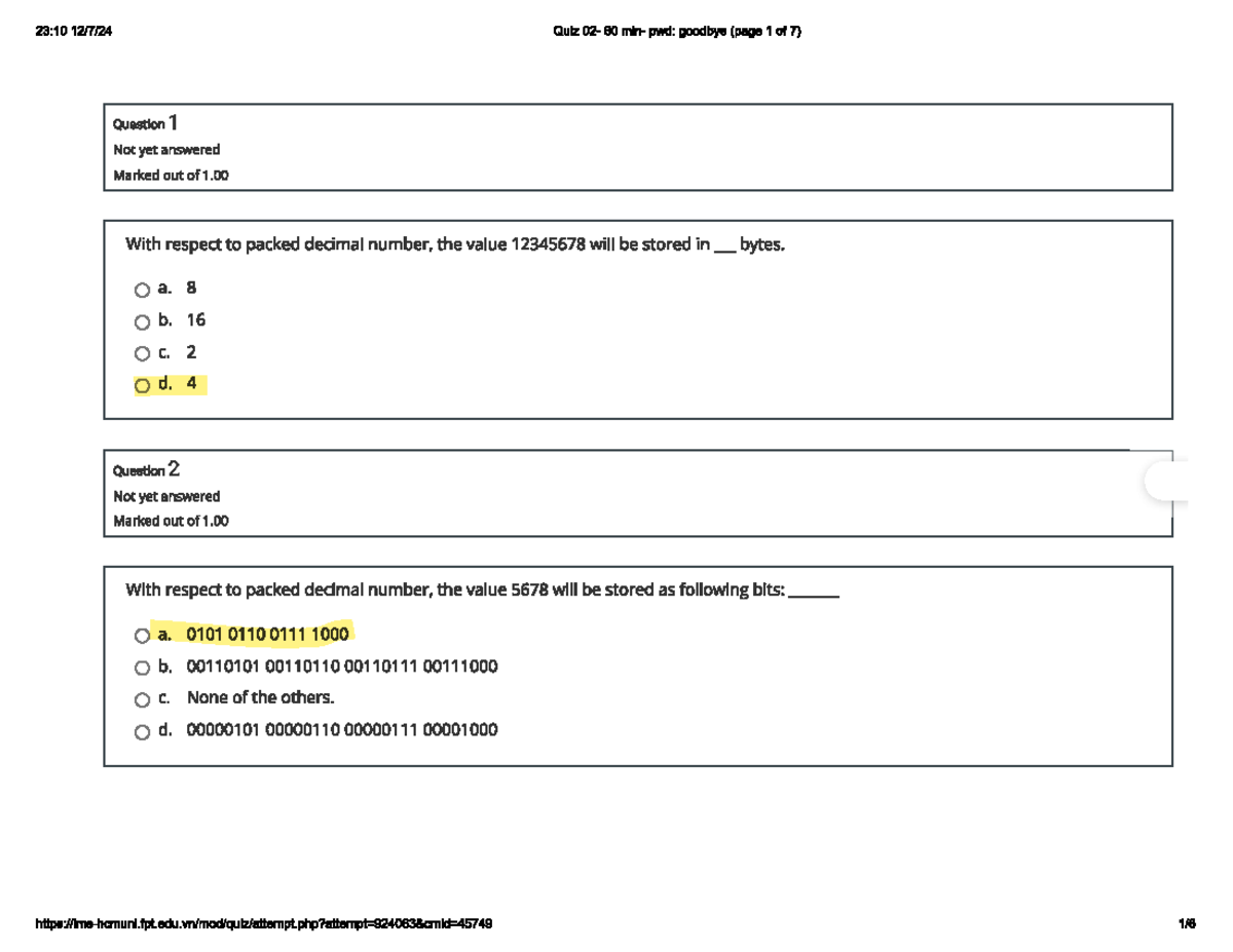 Computer Architecture CEA201 quiz 2 pt 2 - 23:10 Quiz pwd: goode (page ...