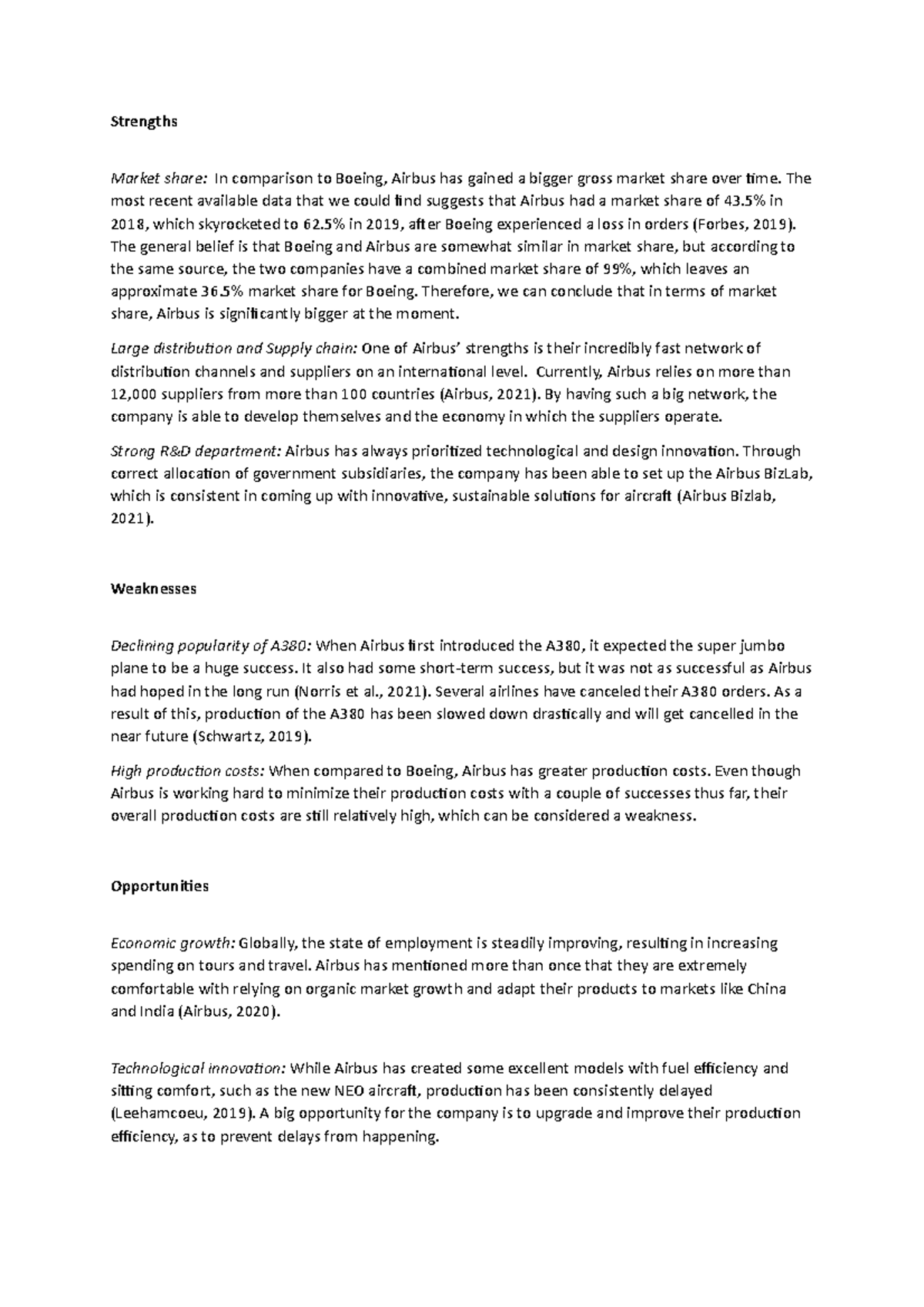 Airbus SWOT Analysis - Strategy & Organization Theory - UU - Studeersnel