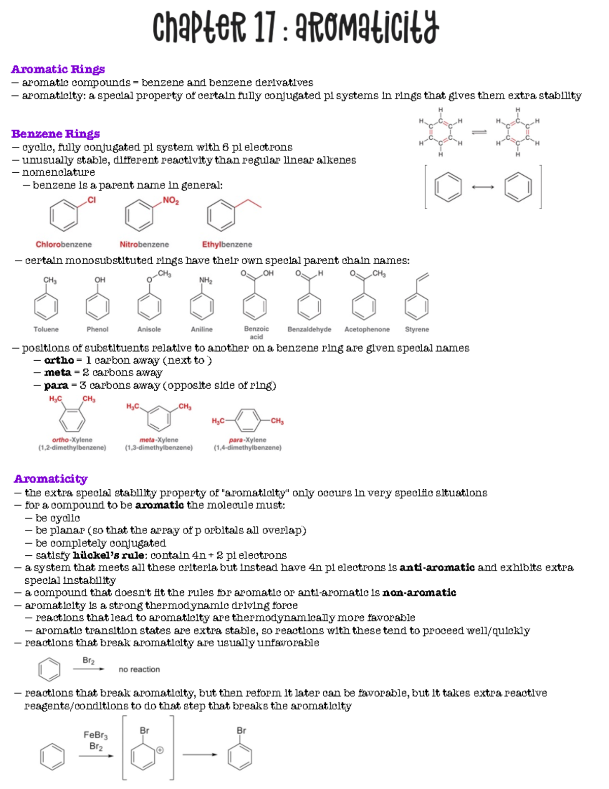 CHEM 2420 Chapter 17 - Benzene Rings — cyclic, fully conjugated pi ...